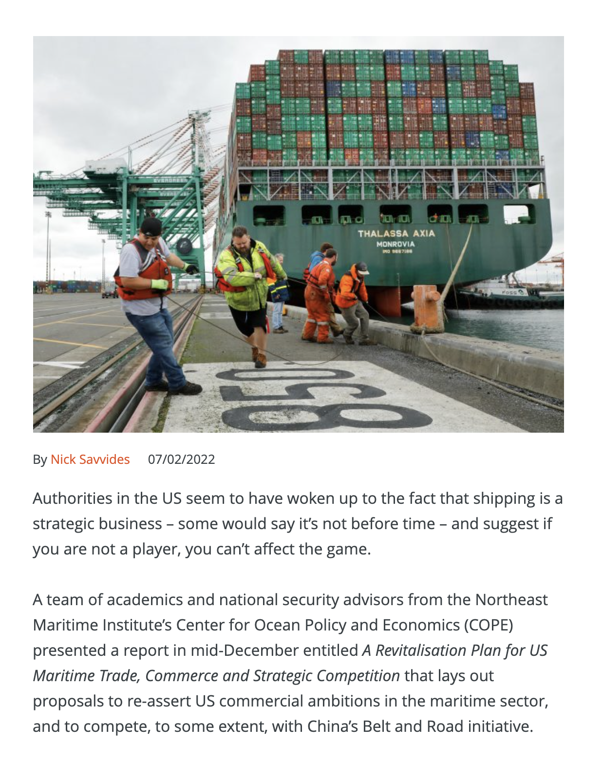 The Loadstar - Pandemic highlights shipping’s strategic nature in the ...